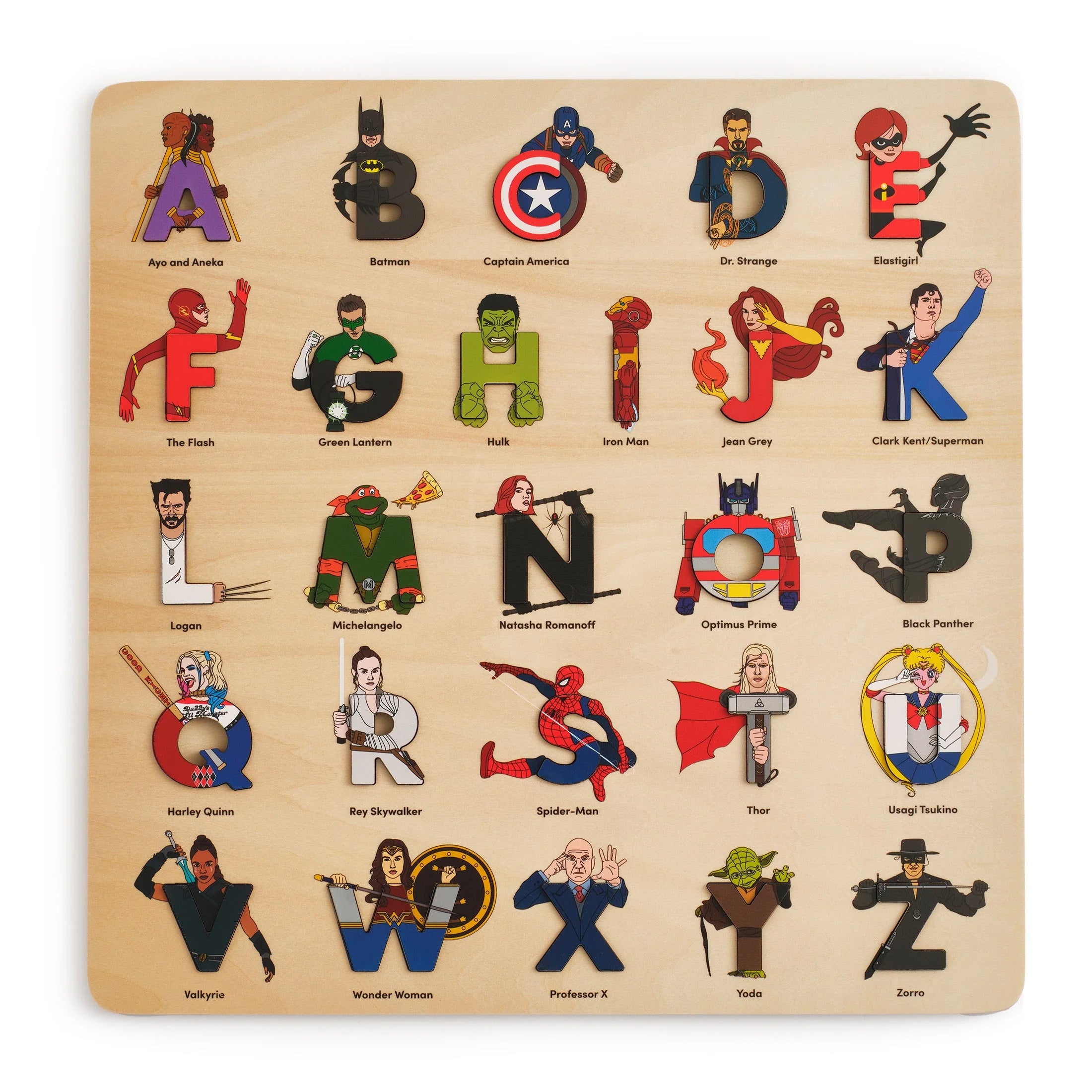 Superhero Wooden Alphabet Puzzle – Shop A'Mano